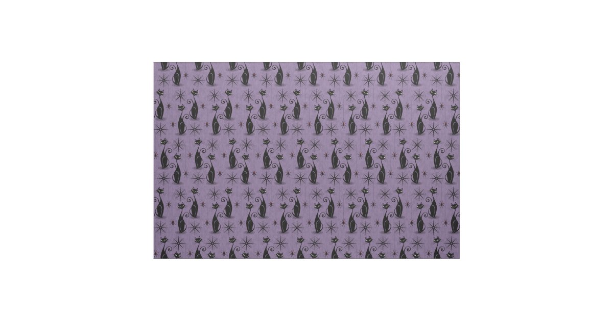 Retro Spooky Meow - Atomic Cats Distressed Purple Fabric | Zazzle