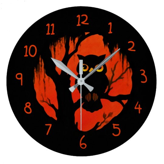Retro Spooky Owl Large Clock | Zazzle.com