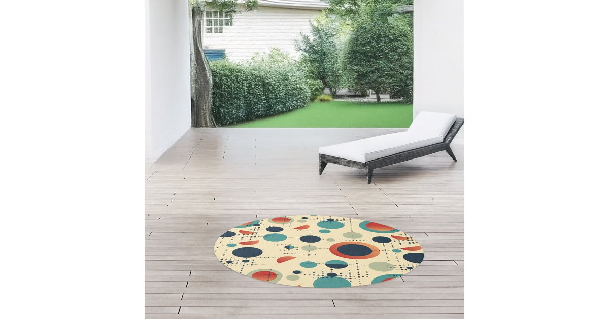 Retro Spots and Dots Outdoor Rug | Zazzle