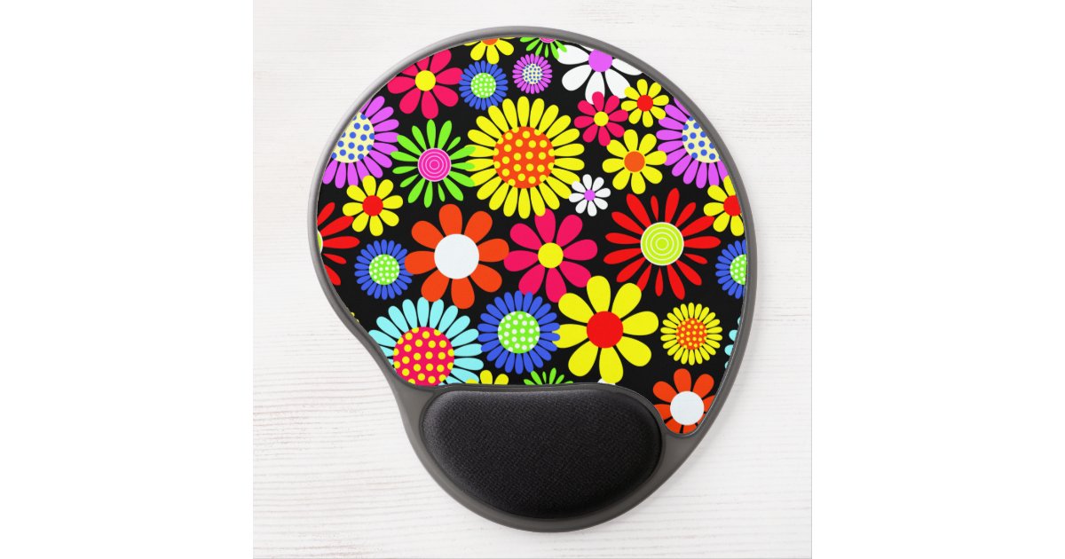 Retro spring hippie flower power gel mouse pad | Zazzle