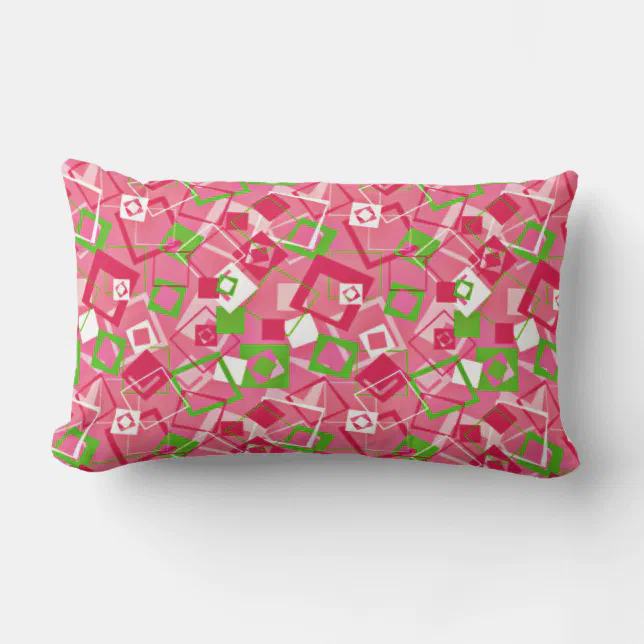 Retro Squares Pattern Lumbar Pillow | Zazzle