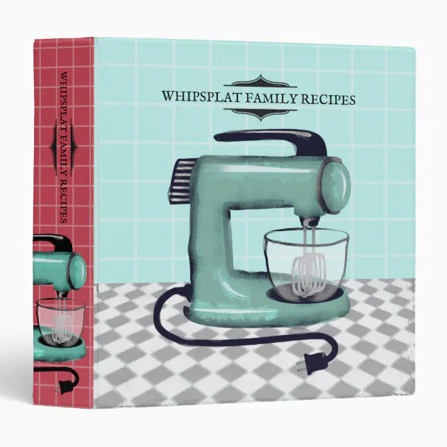 Retro stand mixer cooking baking recipe cookbook 3 ring binder | Zazzle