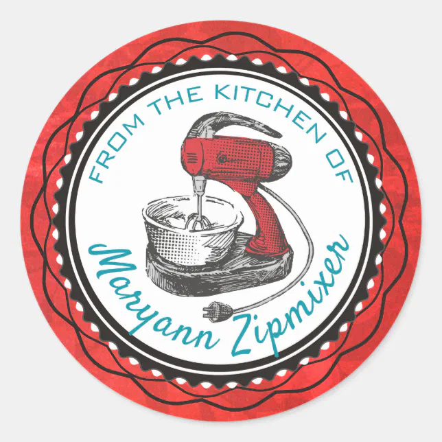 Retro stand mixer from the kitchen of sticker | Zazzle