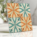 Retro Starburst Design in Teal and Terracotta Ceramic Tile | Zazzle