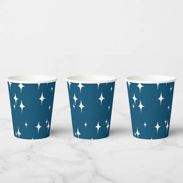 Retro Stardust Starburst Stars New Year Paper Cups | Zazzle