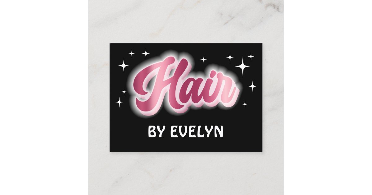 Retro stars script hair stylist business card | Zazzle
