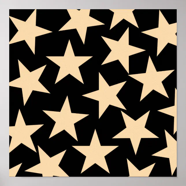 Retro Stars Y2K Pattern with Black Background Poster | Zazzle