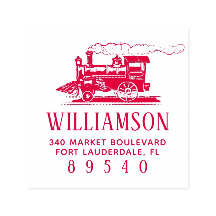 Retro Steam Train Family Name Return Address Self-inking Stamp | Zazzle.com
