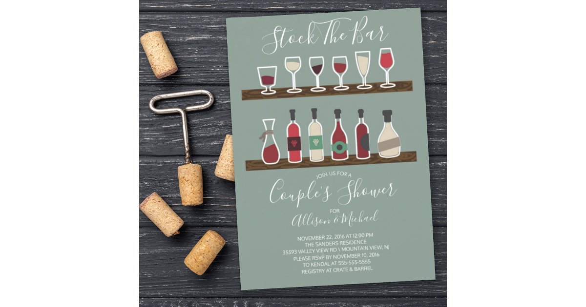 Retro Stock the Bar Couples Shower Invitation | Zazzle