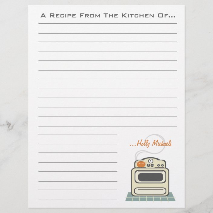 Retro Stove Modern Kitchen Recipe Paper | Zazzle.com