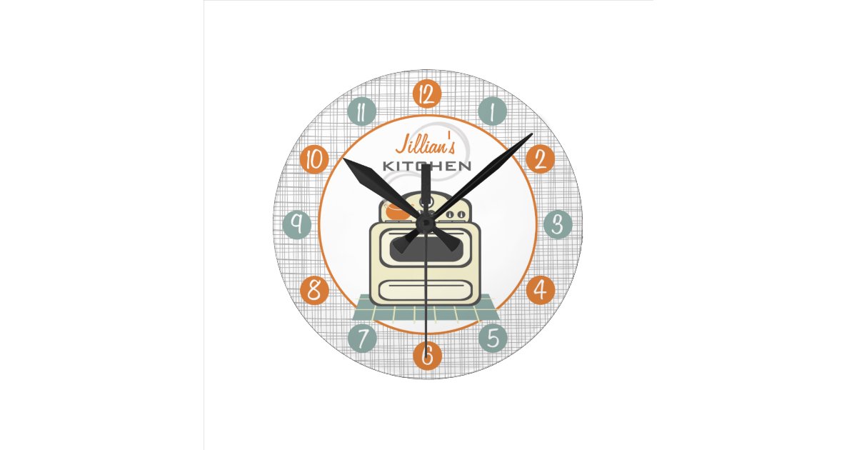 Retro Stove Personalized Kitchen Clock | Zazzle.com