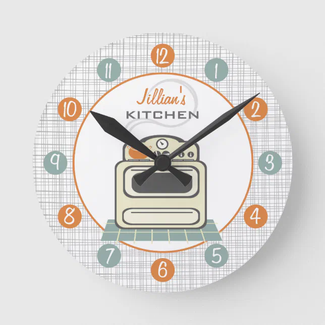 Retro Stove Personalized Kitchen Clock | Zazzle