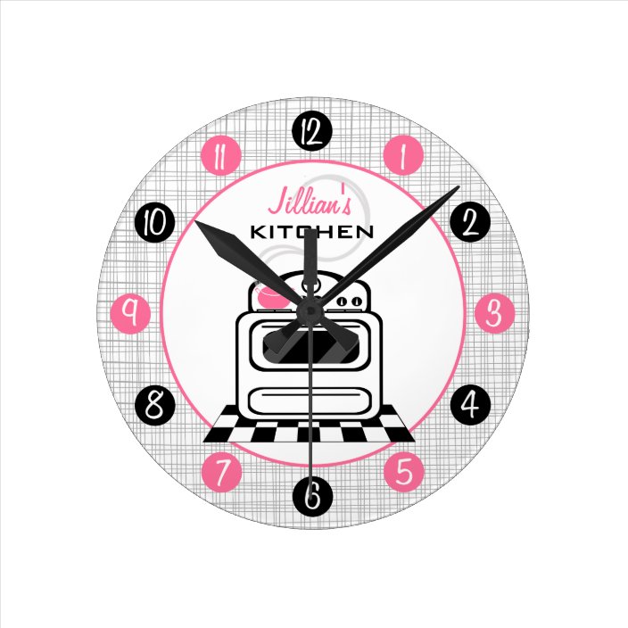 Retro Stove Personalized Kitchen Clock | Zazzle