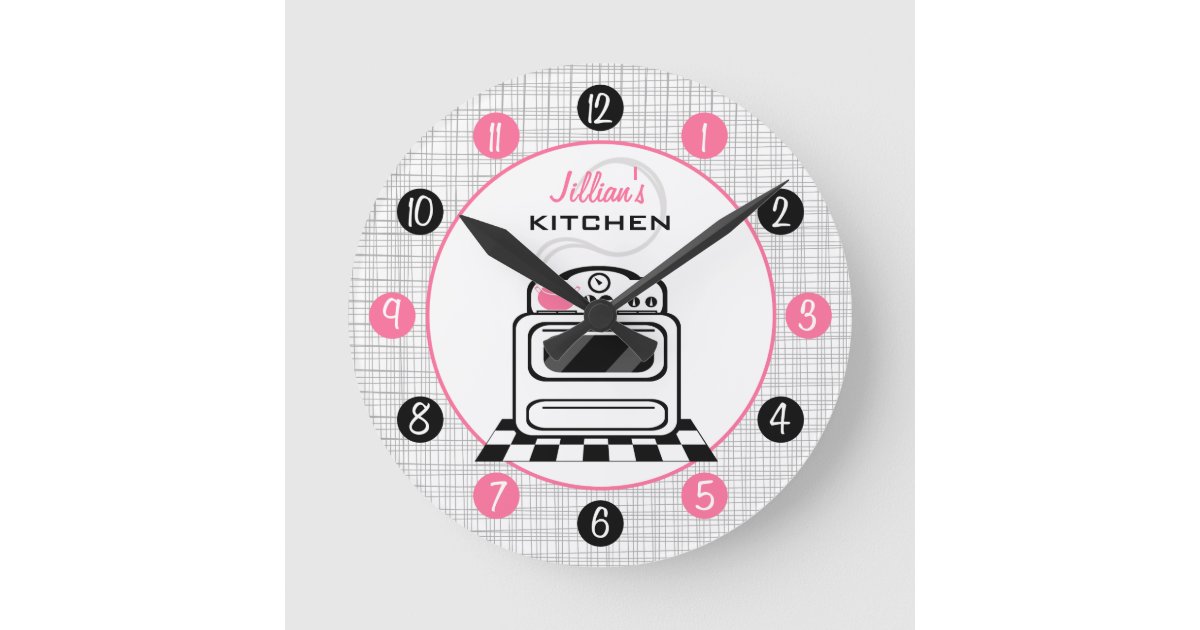 Retro Stove Personalized Kitchen Clock | Zazzle