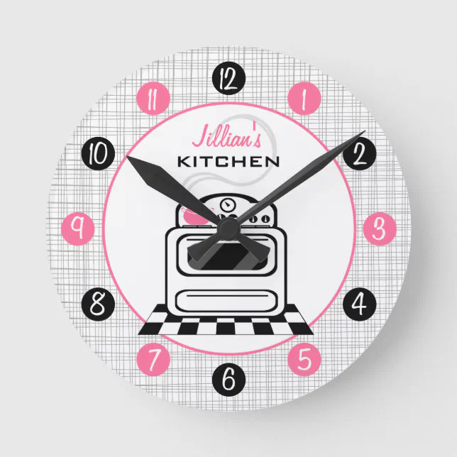 Retro Stove Personalized Kitchen Clock | Zazzle