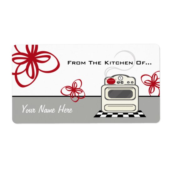 Retro Stove Red Kitchen From The Kitchen Of... Label | Zazzle.com