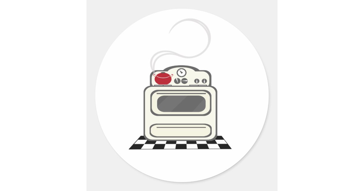 Retro Stove Red Pot Sticker | Zazzle