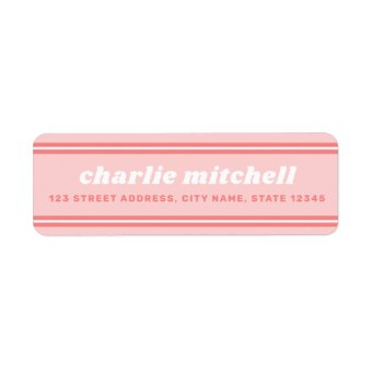 Retro strawberry pink return address label | Zazzle
