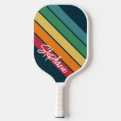 Retro stripe pattern rainbow - Script Name Pickleball Paddle | Zazzle