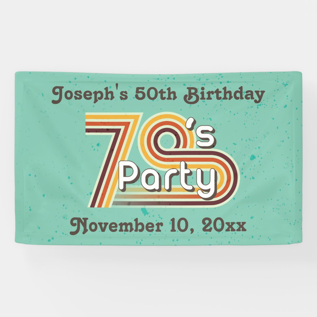 Retro Striped 70's Party Banner | Zazzle