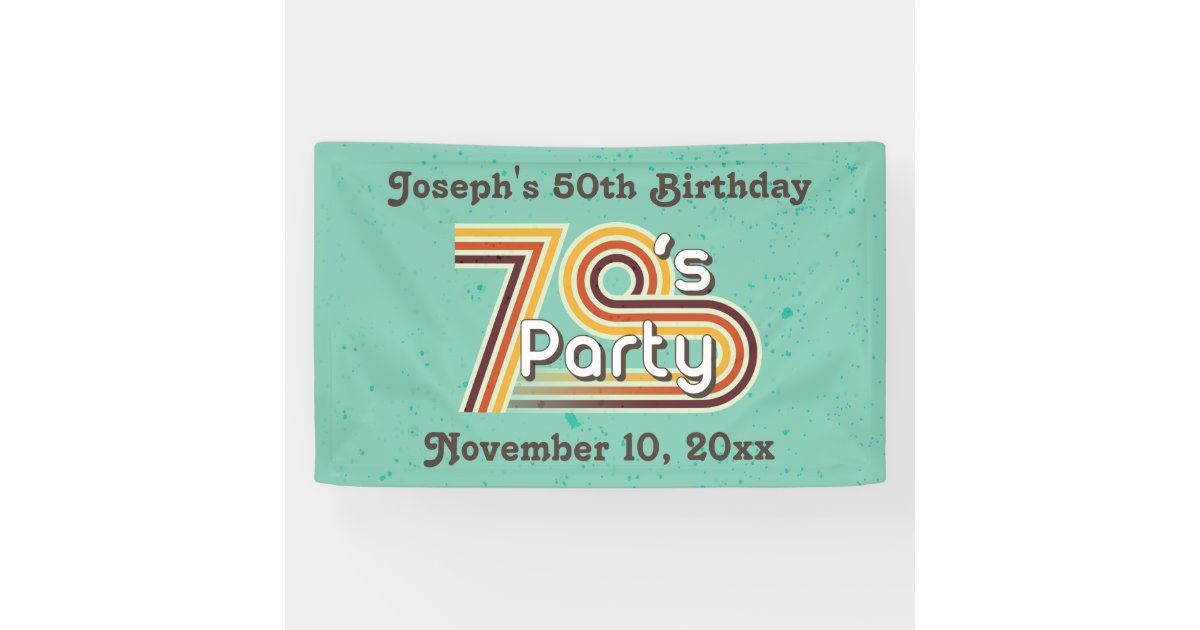 Retro Striped 70's Party Banner | Zazzle