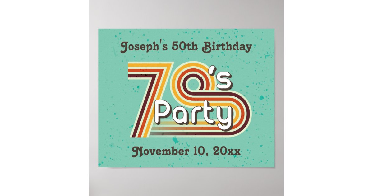 Retro Striped 70's Party Poster | Zazzle