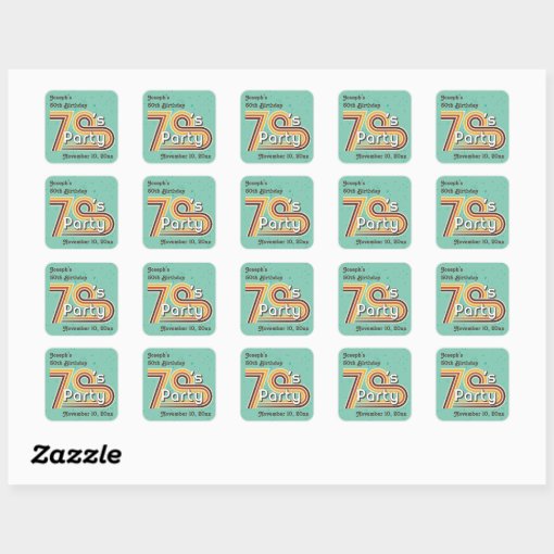 Retro Striped 70's Party Stickers | Zazzle