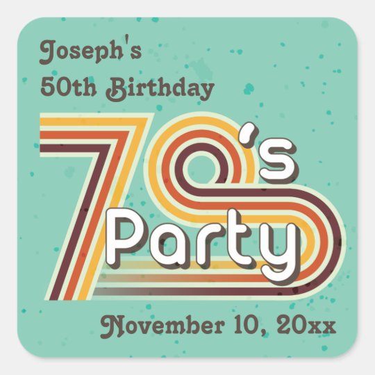 Retro Striped 70's Party Stickers | Zazzle.com