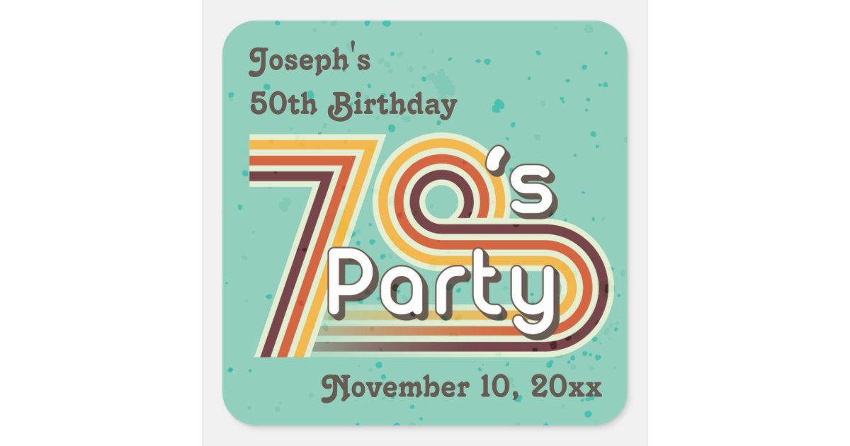 Retro Striped 70's Party Stickers | Zazzle