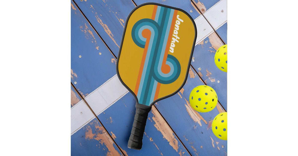 Retro Striped Loop with Name Pickleball Paddle | Zazzle