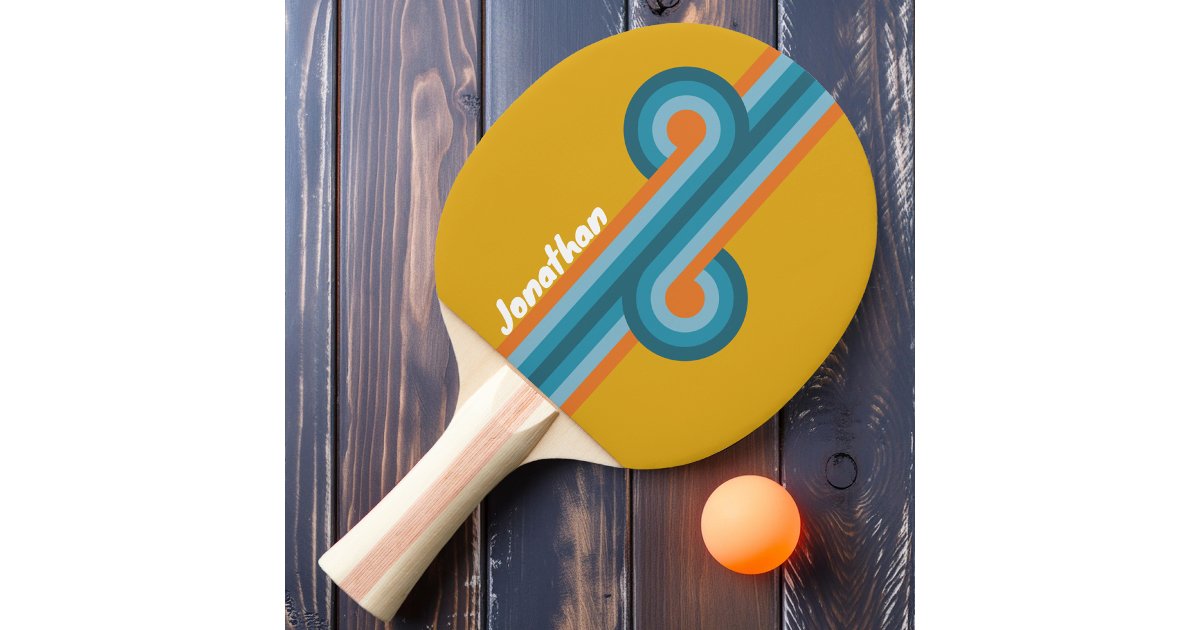 Retro Striped Looped with Name Ping Pong Paddle | Zazzle