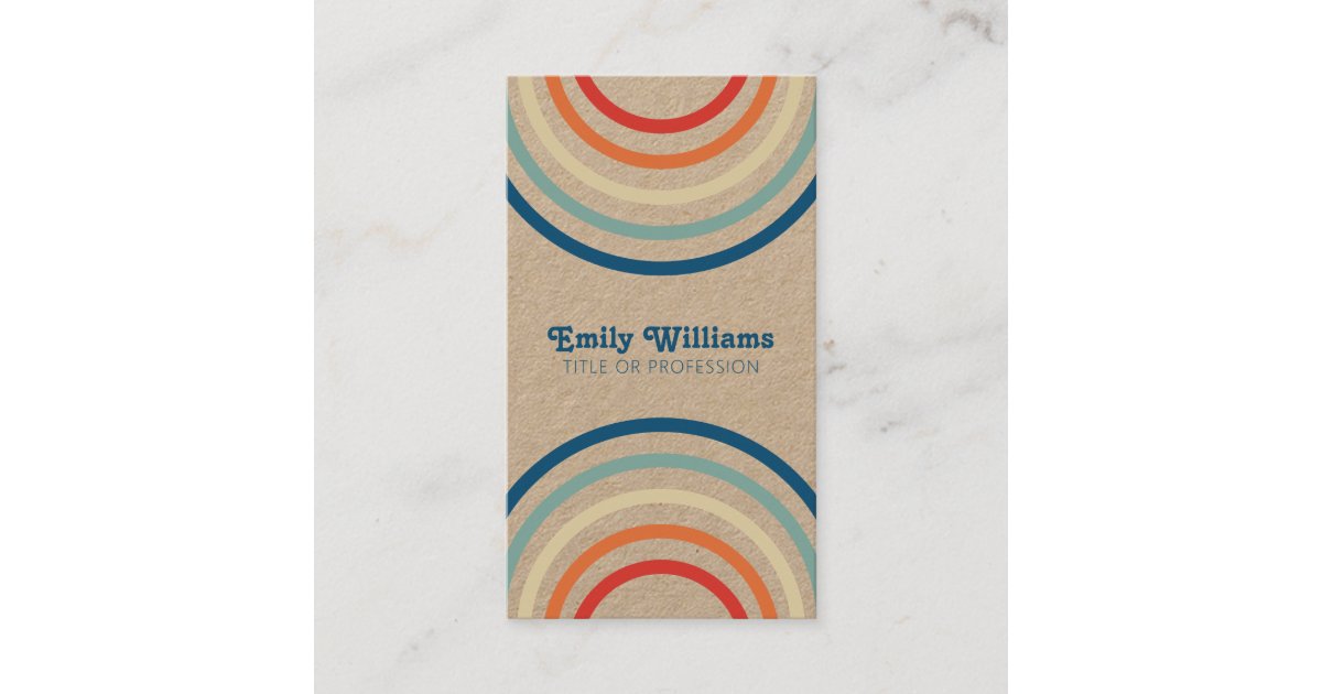 Retro Stripes 70s 80s Kraft Business Card | Zazzle