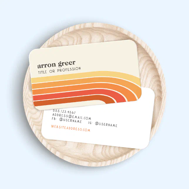 Retro Stripes 70's 80s Orange Yellow Business Card | Zazzle