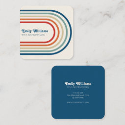Retro Stripes 70s 80s Square Business Card | Zazzle