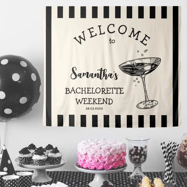 Retro Stripes Bachelorette Party Backdrop Cocktail | Zazzle
