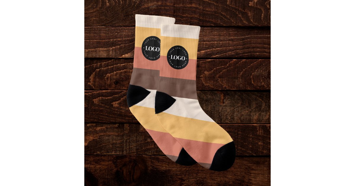 Retro Stripes Business Company Custom Logo 60s 70s Socks | Zazzle