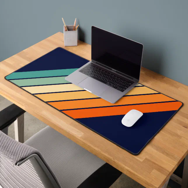 Retro Stripes Colorful Striped 70s 80s Design Desk Mat | Zazzle