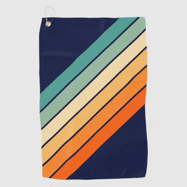 Retro Stripes Colorful Striped 70s 80s Design Golf Towel | Zazzle