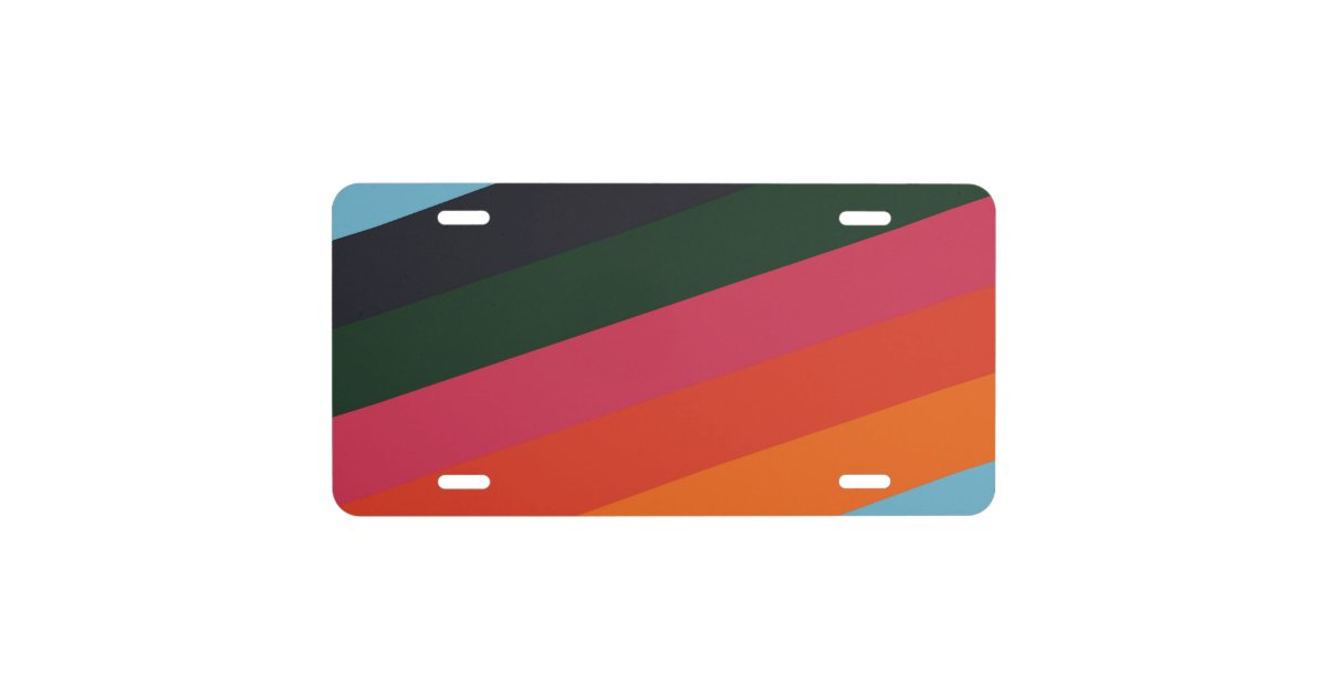 Retro Stripes Colorful Striped 70s 80s Design License Plate | Zazzle