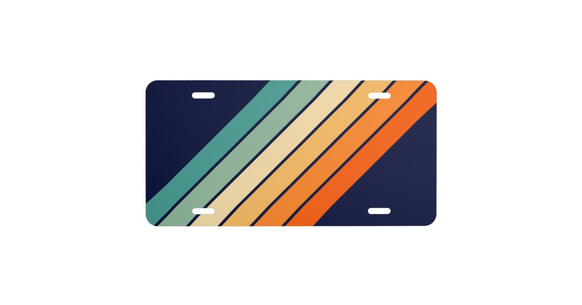 Retro Stripes Colorful Striped 70s 80s Design License Plate | Zazzle