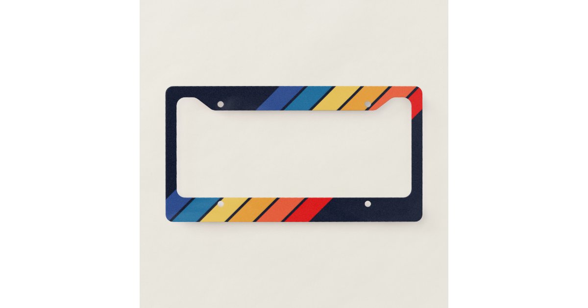 Retro Stripes Colorful Striped 70s 80s Design License Plate Frame | Zazzle