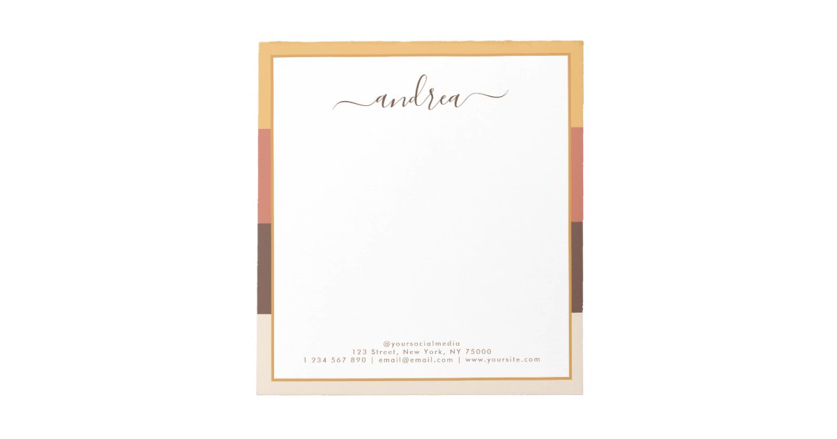 Retro Stripes & Custom Business Name Geometric Notepad | Zazzle