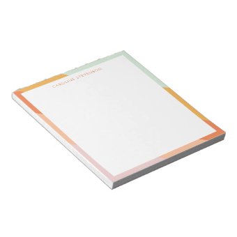 Retro Stripes Orange Mint Pastel Personalized Name Notepad | Zazzle