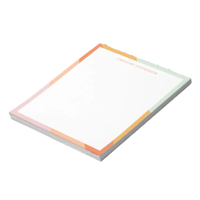 Retro Stripes Orange Mint Pastel Personalized Name Notepad | Zazzle