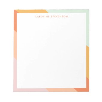 Retro Stripes Orange Mint Pastel Personalized Name Notepad | Zazzle