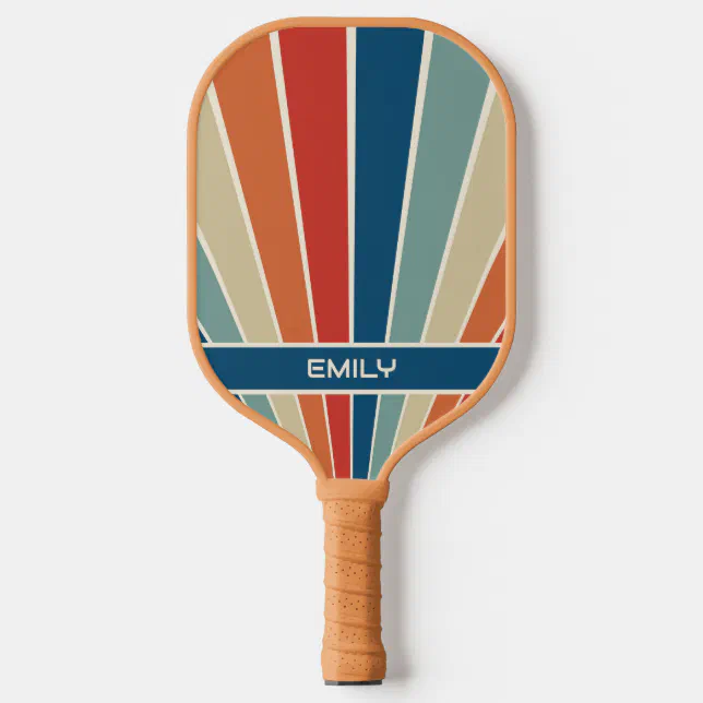Retro Stripes Personalized Name Pickleball Paddle | Zazzle