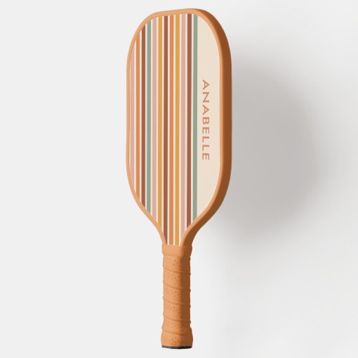 Retro Stripes Rainbow Groovy Seventies 70s Name Pickleball Paddle | Zazzle
