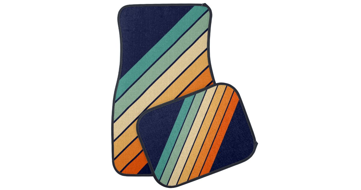 Retro Stripes Stylish Lines Striped 70s 80s Design Car Floor Mat | Zazzle