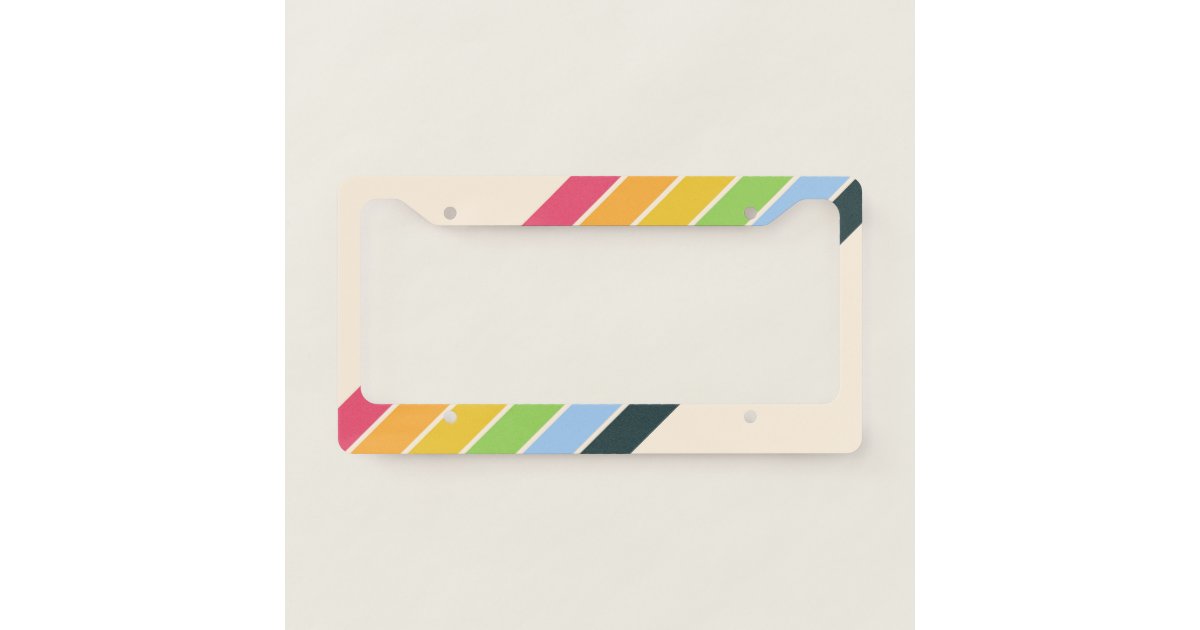 Retro Stripes Stylish Lines Striped 70s 80s Design License Plate Frame ...