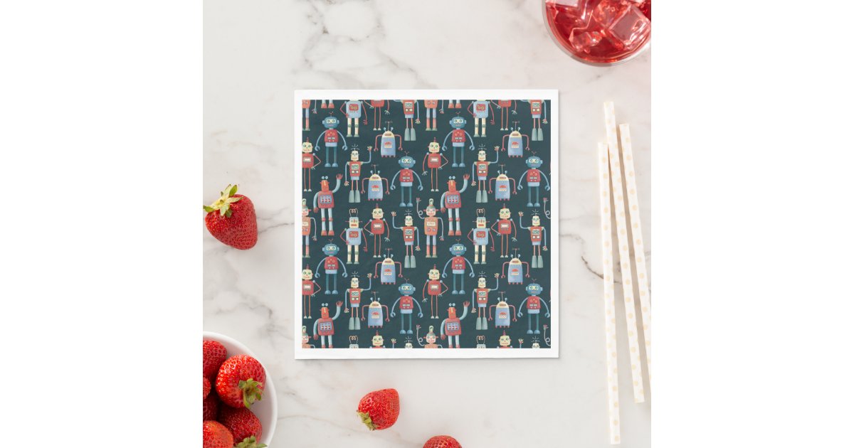 Retro Style 1950s Vintage Robots Napkins | Zazzle